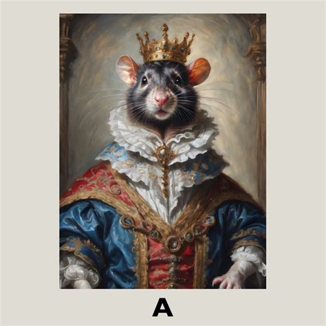 Rat King Print Animal Portrait Wall Art Rat Wall Art Home Decor T
