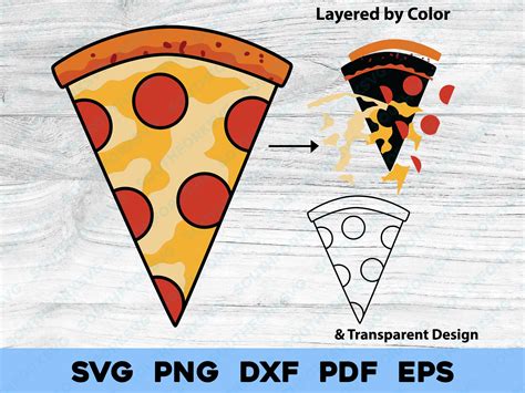 Pepperoni Pizza Slice Svg Png Dxf Pdf Eps Layered By Color Cut File