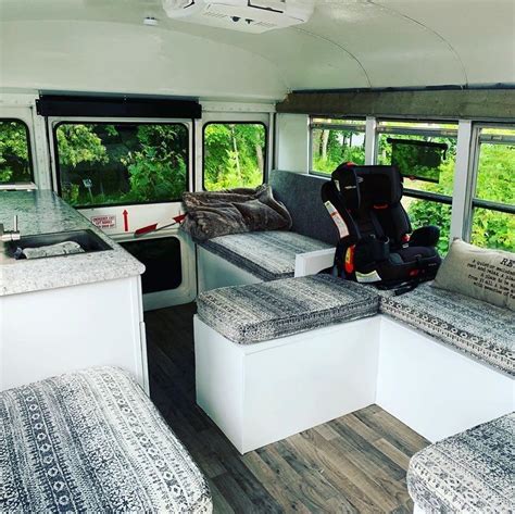 Short Bus Conversion Interior With Spacious Layout