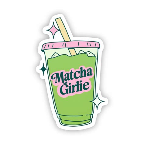Iced Matcha Latte Girlie Sticker Waterproof Vinyl Sticker 19 X 3
