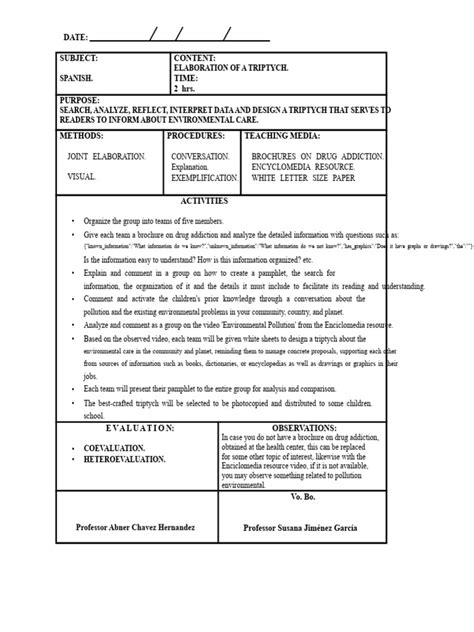 Triptic Planning Pdf Information Grammar