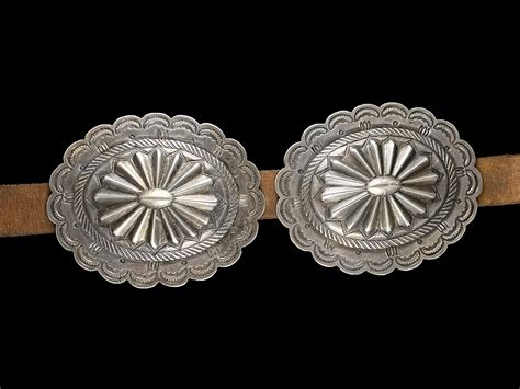 Navajo Second Phase Ingot Silver Concho Belt Ca 1900 1910