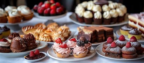 Premium Photo Assorted Desserts On Plates