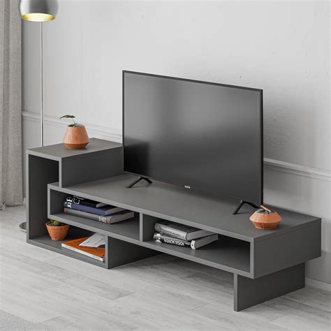 Decortie Tetra Anthracite Multimedia Centre Tv Unit With Shelves Wilko