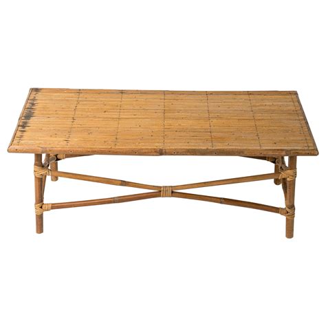 American 1960s Rattan Rectangular Coffee Table At 1stdibs