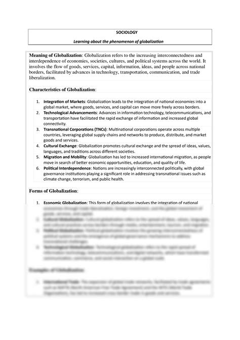 Solution Sociology Learning About The Phenomenon Of Globalization