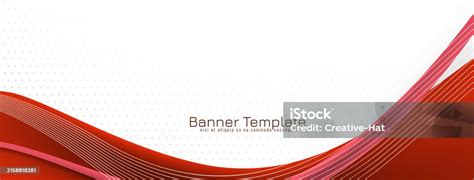Abstract Red Color Wave Style Modern Banner Design Stock Illustration