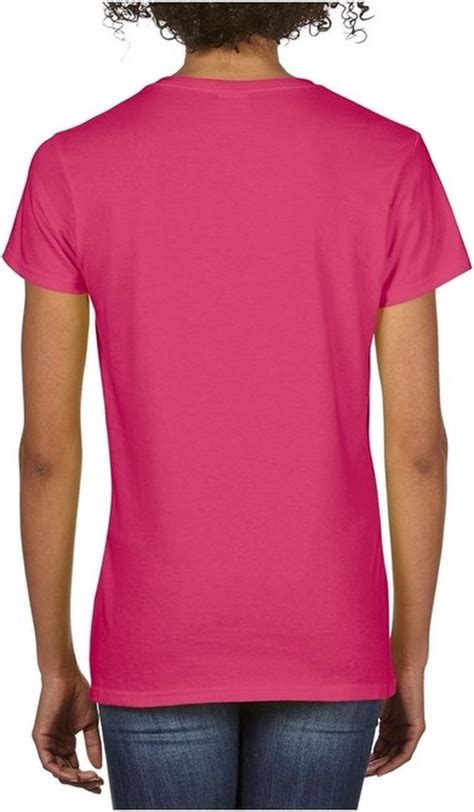 Basic V Hals T Shirt Roze Voor Dames Maat Xl