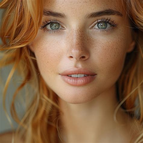 Blond Woman With Freckles And Blue Eyes Posing For A Picture Generative