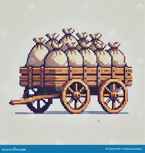 Pixel Art Grain Cart Stock Illustration Illustration Of Isolate