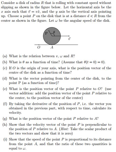 Solved Consider A Disk Of Radius R That Is Rolling With Chegg