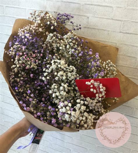 Купить Букет из 7 бело-фиолетовых гипсофил с доставкой в Воронеже ...