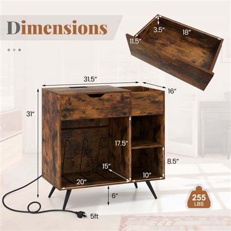 Record Player Stand With Power Outlet Costway