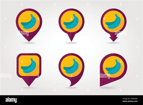 Banana Mapping Pins Icons With Long Shadow Eps 10 Stock Vector Image And Art Alamy