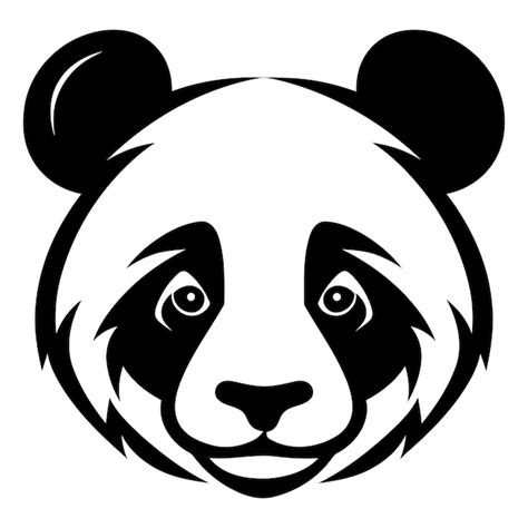 A Simple Bold Black And White Illustration Of A Pandas Face Perfect For