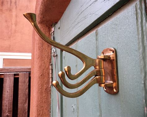 Arts And Crafts Era Brass Hall Tree Hook With Movable Arms