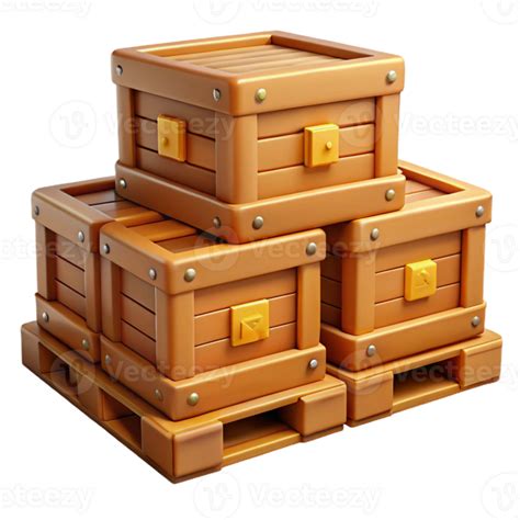 3d Render Stacked Wooden Crates 54195609 Png
