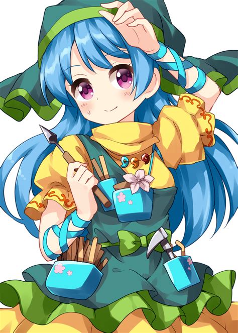 Safebooru 1girl Apron Arm Ribbon Bangs Blue Hair Blue Ribbon Bow
