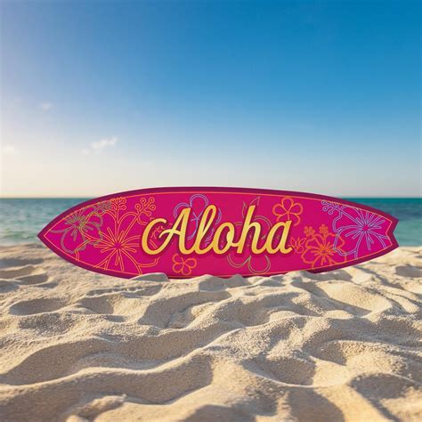 Outdoor Aloha Hawaiian Surfboard Wall Art Hawaiian Decor Hibiscus