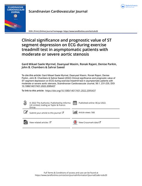 Pdf Clinical Significance And Prognostic Value Of St Segment Depression On Ecg During Exercise