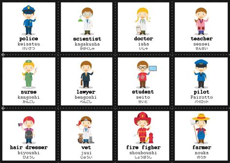 Japanese Jobs Flash Cards • Marimosou Japanese Jobs Flash Cards • Marimosou