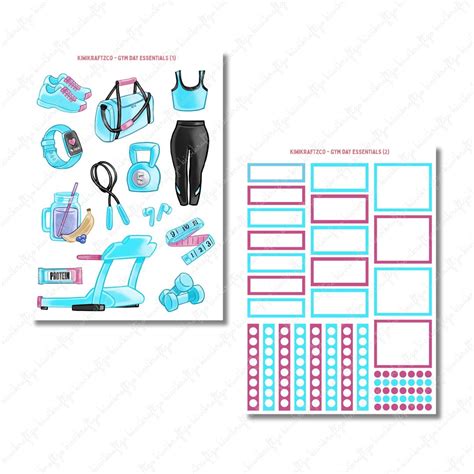 Gym Day Planner Stickers Workout Gear Fitness Tracker Etsy