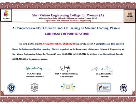 Chaganti Neha Sreenidhi On Linkedin Machinelearning Ai Learning