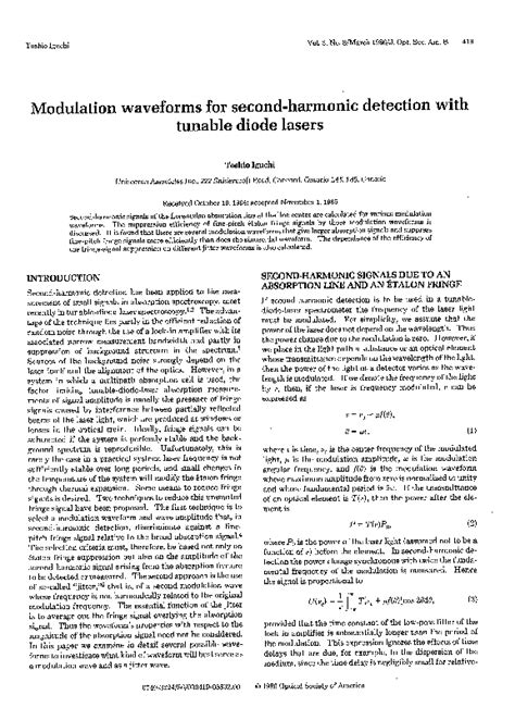 Pdf Modulation Waveforms For Second Harmonic Detection With Tunable