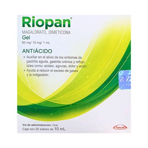 Riopan Magaldrato Dimeticona Gel 80 Mg 10 Mg 1 Ml Caja Con 20 Sob Zafir Medical Center
