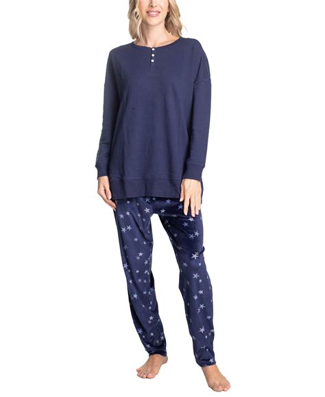 Hanes Womens Midnights Pajama Set Long Sleeve Top And Jogger Lounge
