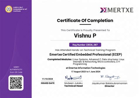 I Am Happy To Announce That I Have Completed My Embedded Systems