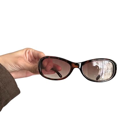2000s Y2k Mini Sunglasses With Brown Frame And Brown Depop
