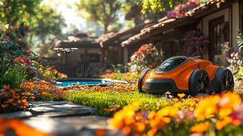 Orange Lawn Mower Robot Stock Illustrations 15 Orange Lawn Mower