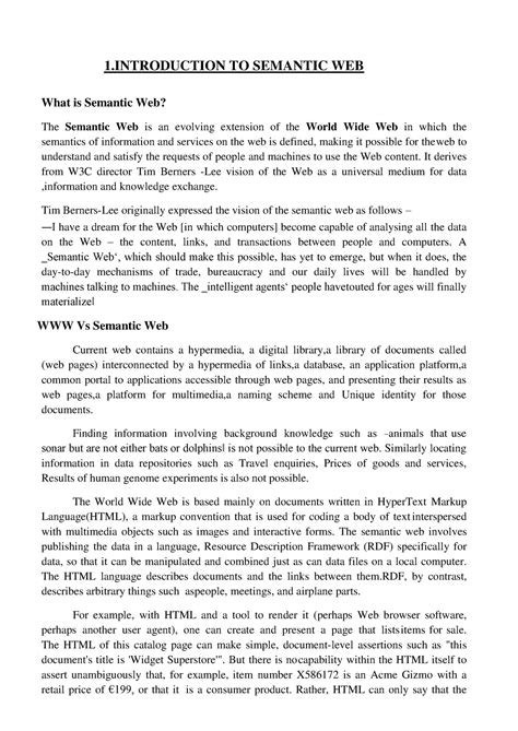 Semantic Web Unit I 1 To Semantic Web What Is Semantic Web The Semantic Web Is An Evolving