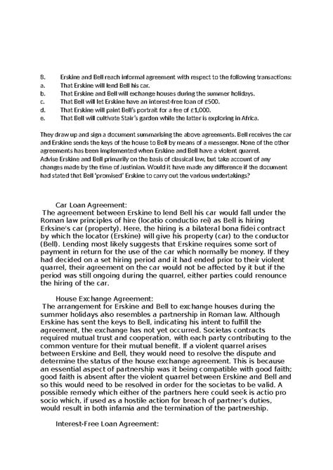 Contract Essay 3 Civil Law Palak P Erskine And Bell Reach