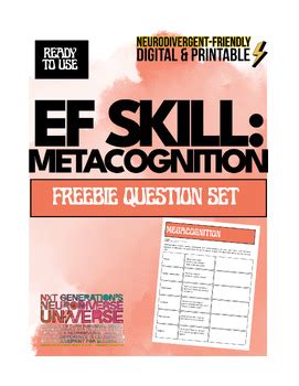 Metacognition Question Set Activity Sheet By Learn Move Connect With Nxt