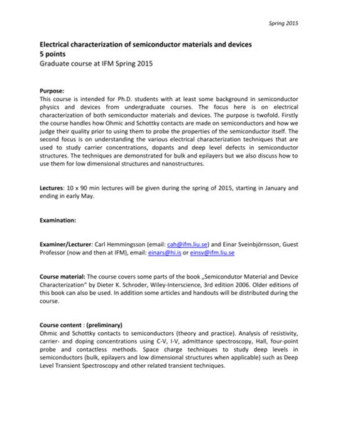 Electrical Characterization Of Semiconductor Materials And