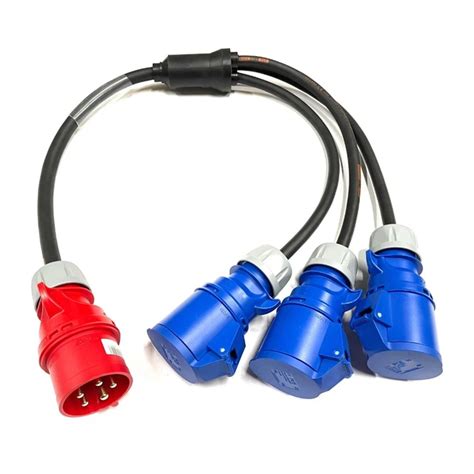 32amp 415v 5 Pin 3 Phase To 32a 240v 3 Pin Ip44 Soft 3 Way Y Splitter Adaptor £123 00 Picclick Uk