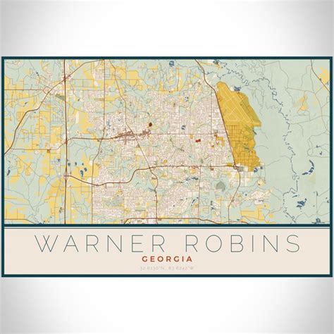 Warner Robins Georgia Map Print In Woodblock — Jace Maps