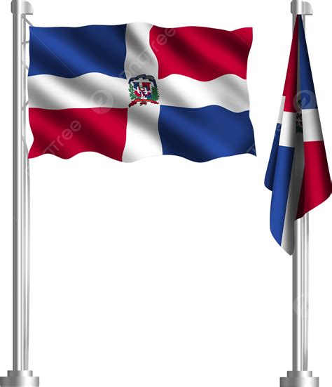 Cruz De País Em Uma Ilha Do Caribe Agitando Bandeira Dominicana Png