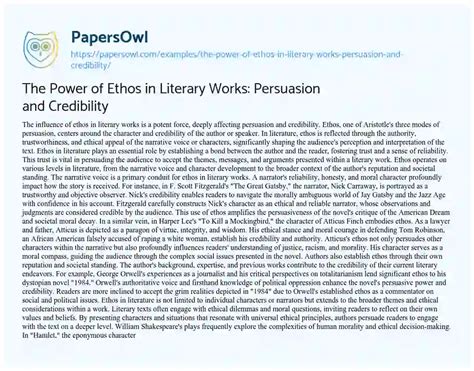 The Power Of Ethos In Literary Works Persuasion And Credibility Free