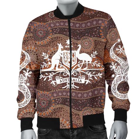 Bomber Jacket Aboriginal Patterns Jacket Australian Coat Of Arms