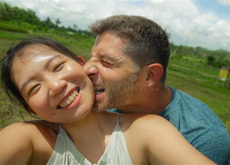 Young Beautiful And Happy Mixed Ethnicity Couple Beautiful Asian