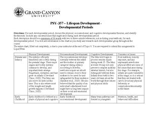 Psy357 Developmental Periods Psy 357 Lifespan Development Online