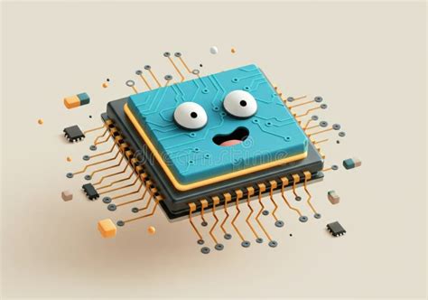Cute Cartoon Microchip Character With Expressive Eyes And A Joyful