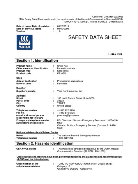 Fillable Online Potassium Nitrate Sds Kirby Agri Fax Email Print