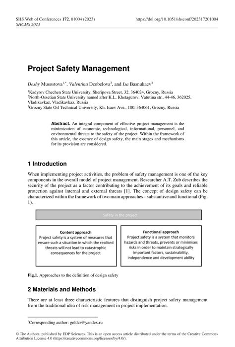 Pdf Project Safety Management