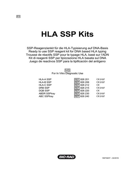 Hla Ssp Kits