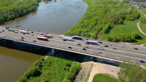 Aerial Following Shot Elevated Multiple Roads Junction Drone Footage