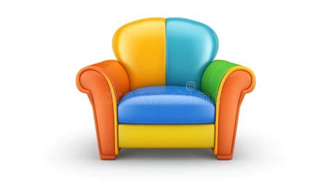 A Contemporary Armchair Featuring Patchwork Design Set Against A Clean White Backdrop Stock